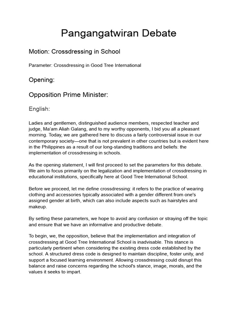 Pangangatwiran Debate | PDF | Disciplines | Gender