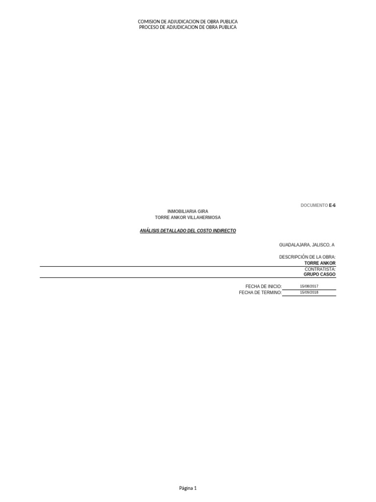 E6 Costo Indirecto Torre Ankor - 03 | PDF