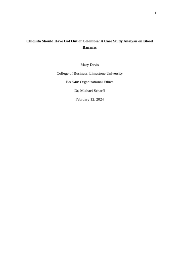 Blood Banana Case Analysis Solved | PDF | Business Ethics | Utilitarianism