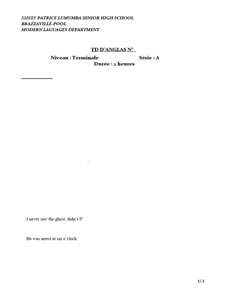 TERMINAL A, TD N°1 | PDF