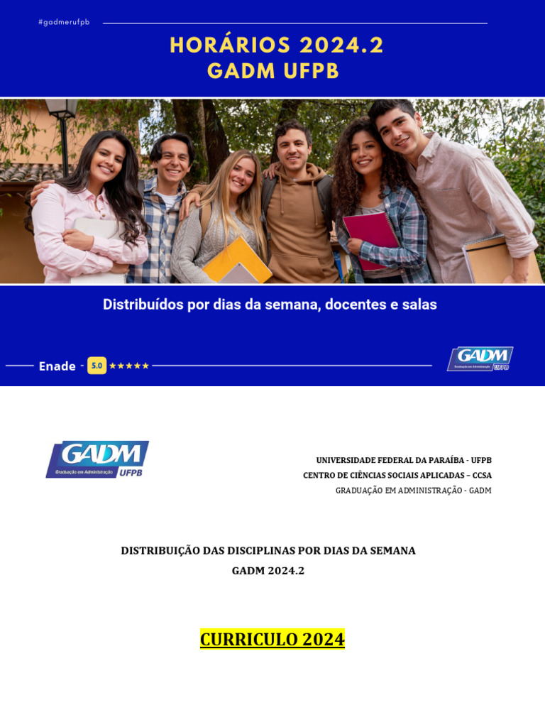 Horários GADM UFPB 2024.2 | PDF | Ciências Sociais | Logística