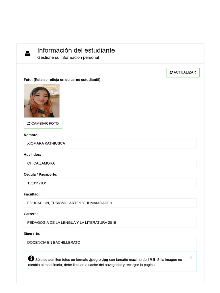 Información Personal del Estudiante | PDF | Internet