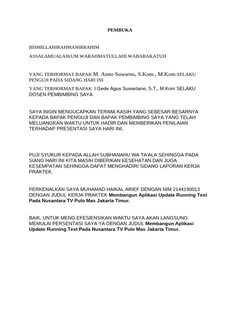 Kata Pembuka Dan Penutup | PDF