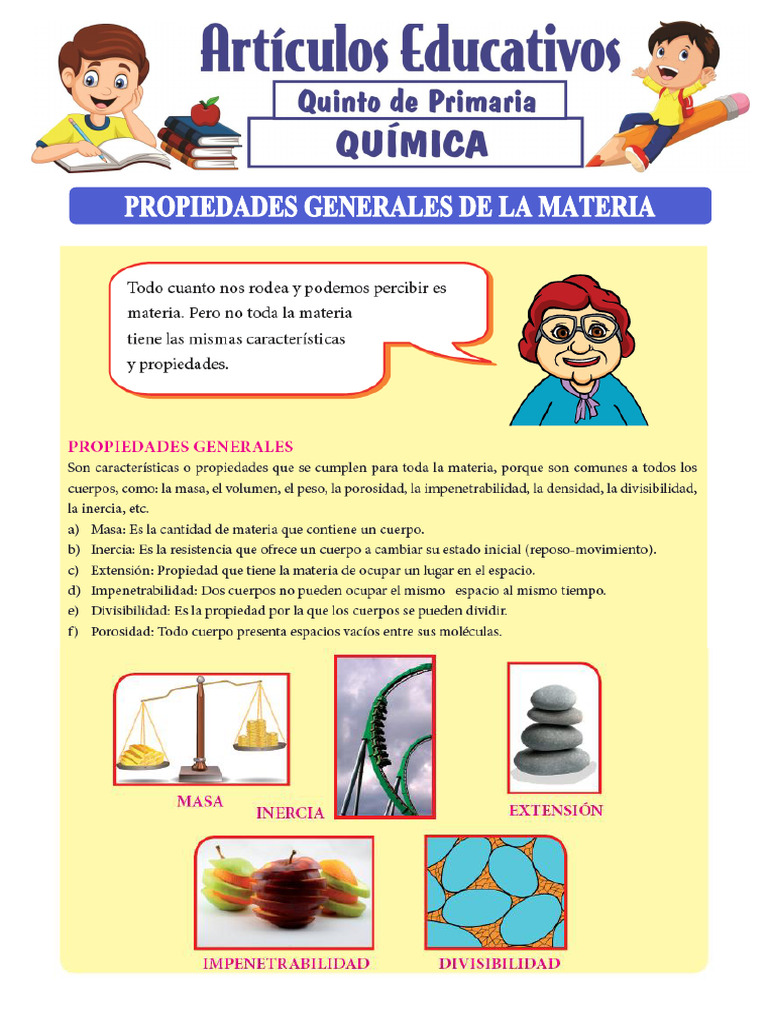 Propiedades Generales de La Materia para Quinto de Primaria | PDF