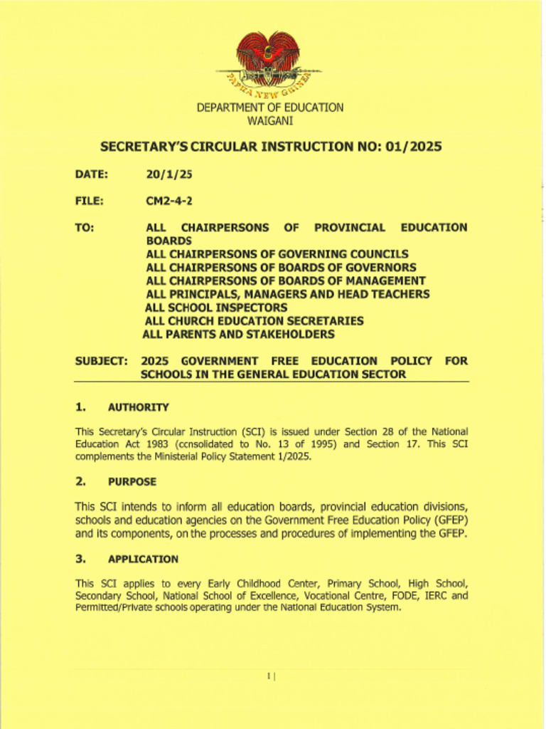 012025-2025 Government Free Education Policy For S - 250129 - 183007 | PDF