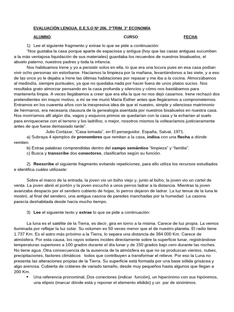 Coh y Coh 3eco 3er Trim | PDF | Luna | Tierra