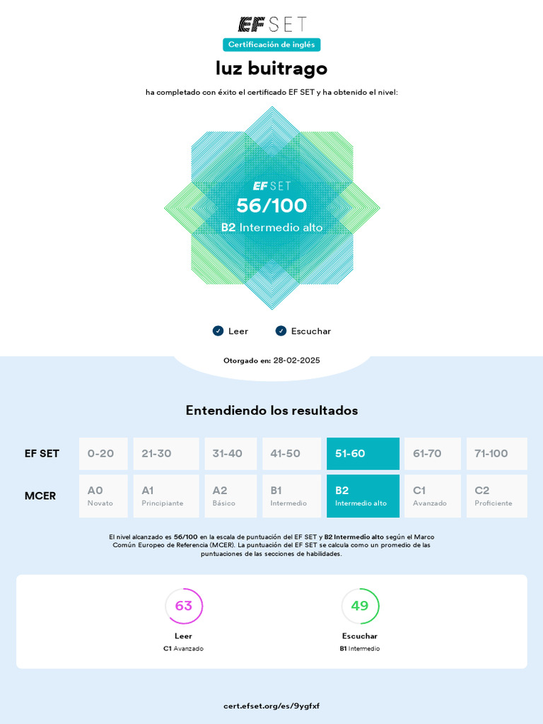 EF SET Certificate | PDF