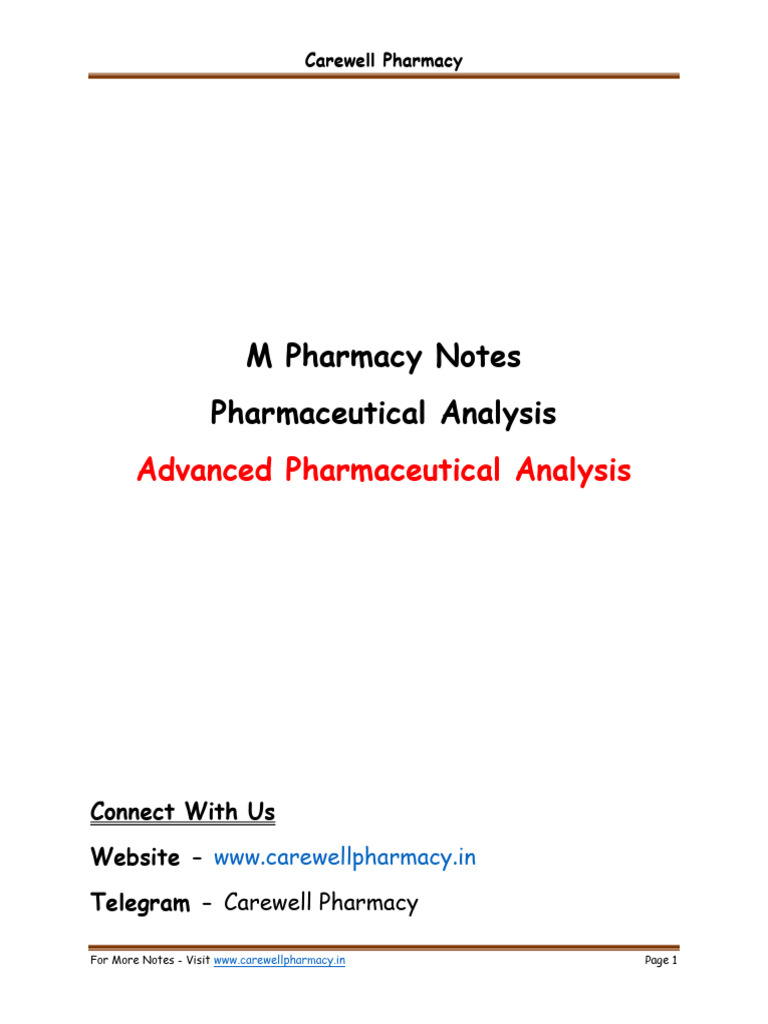 Advanced Pharmaceutical Analysis Notes Pdf Solvent Toxicity