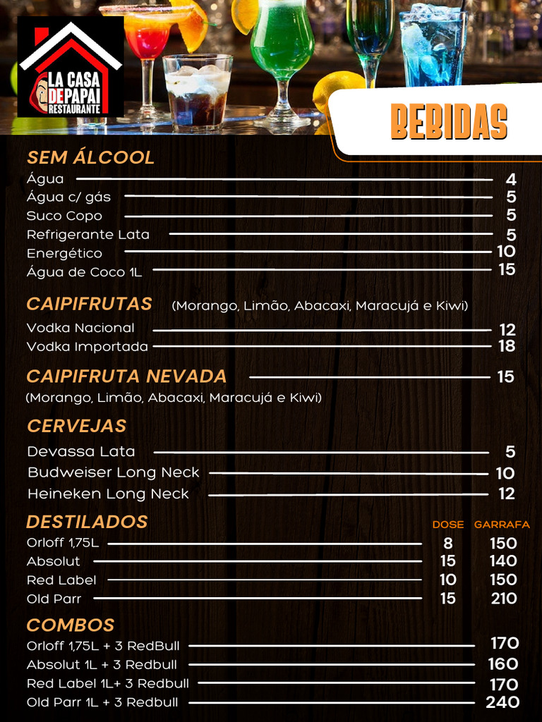 Modelo Cardápio Bebidas | PDF