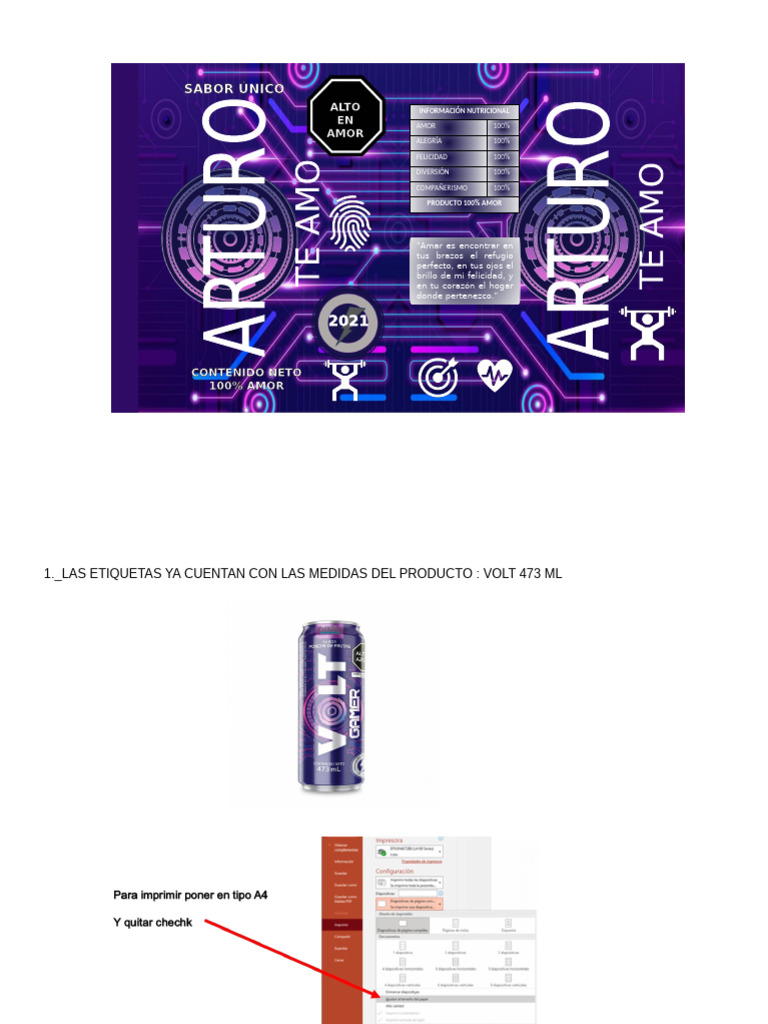 Etiquetas - Volt 473 ML - Aprende Conmigo | PDF
