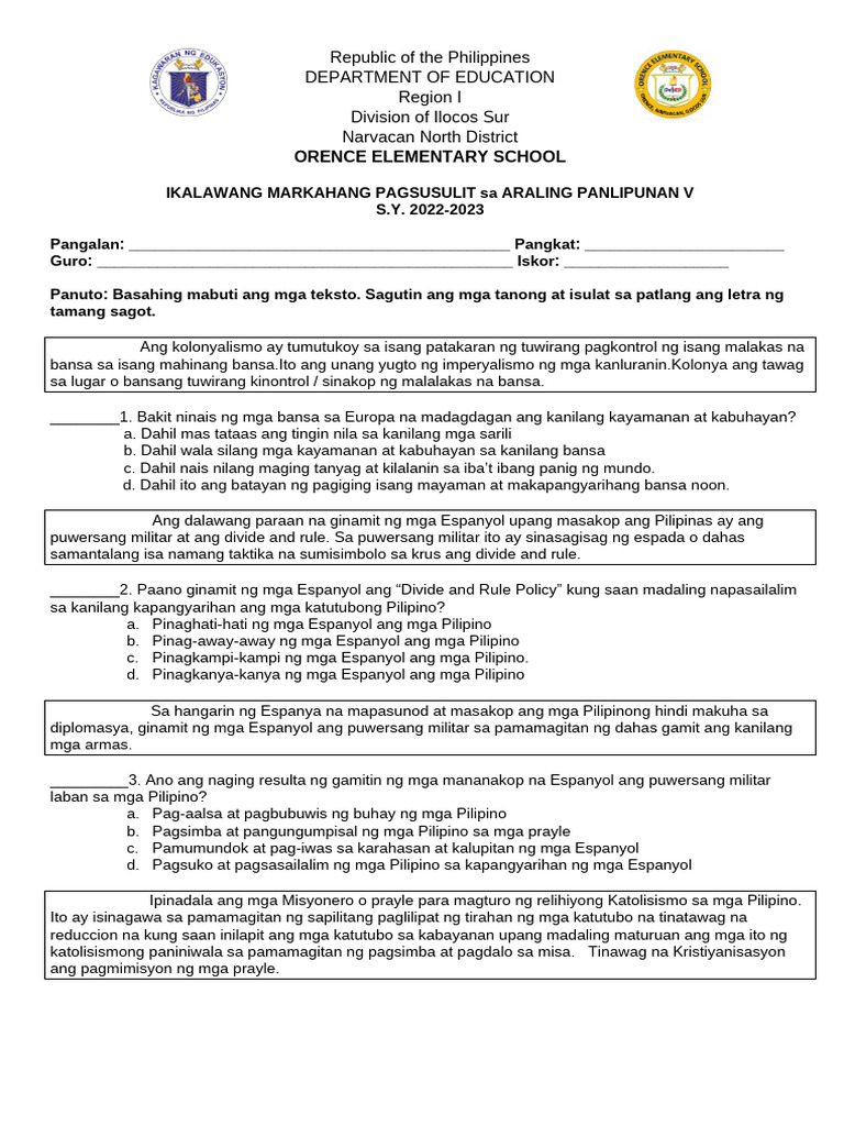 Periodical Test Ap5 Q2 Pdf