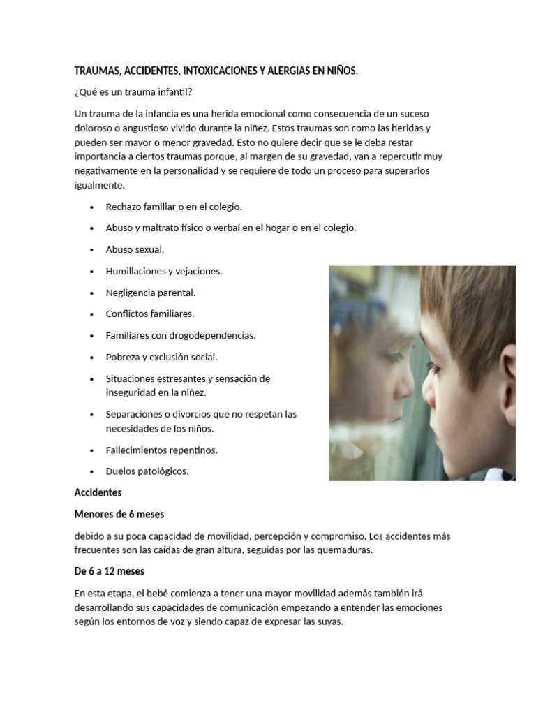 Traumas y Accidentes en Niños: Guía Esencial | PDF