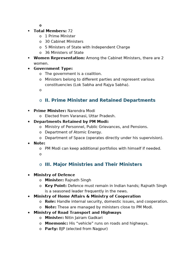 Indian Cabinet Ministers Overview 2023 | PDF | Narendra Modi ...