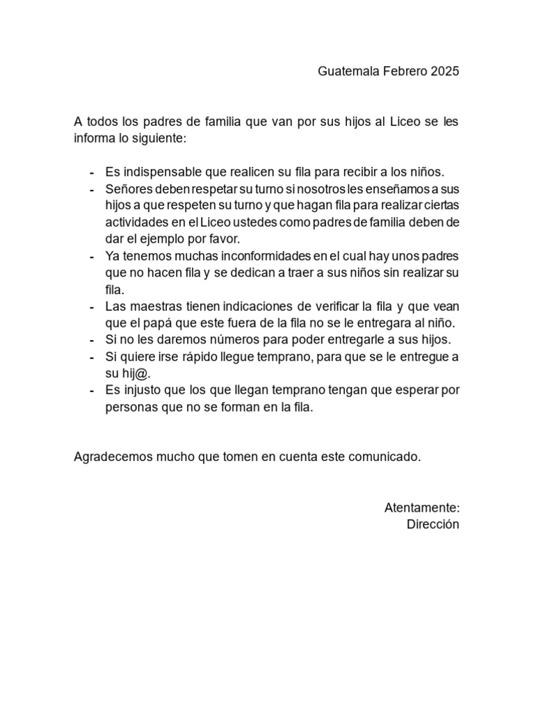 Carta A Los Padres | PDF