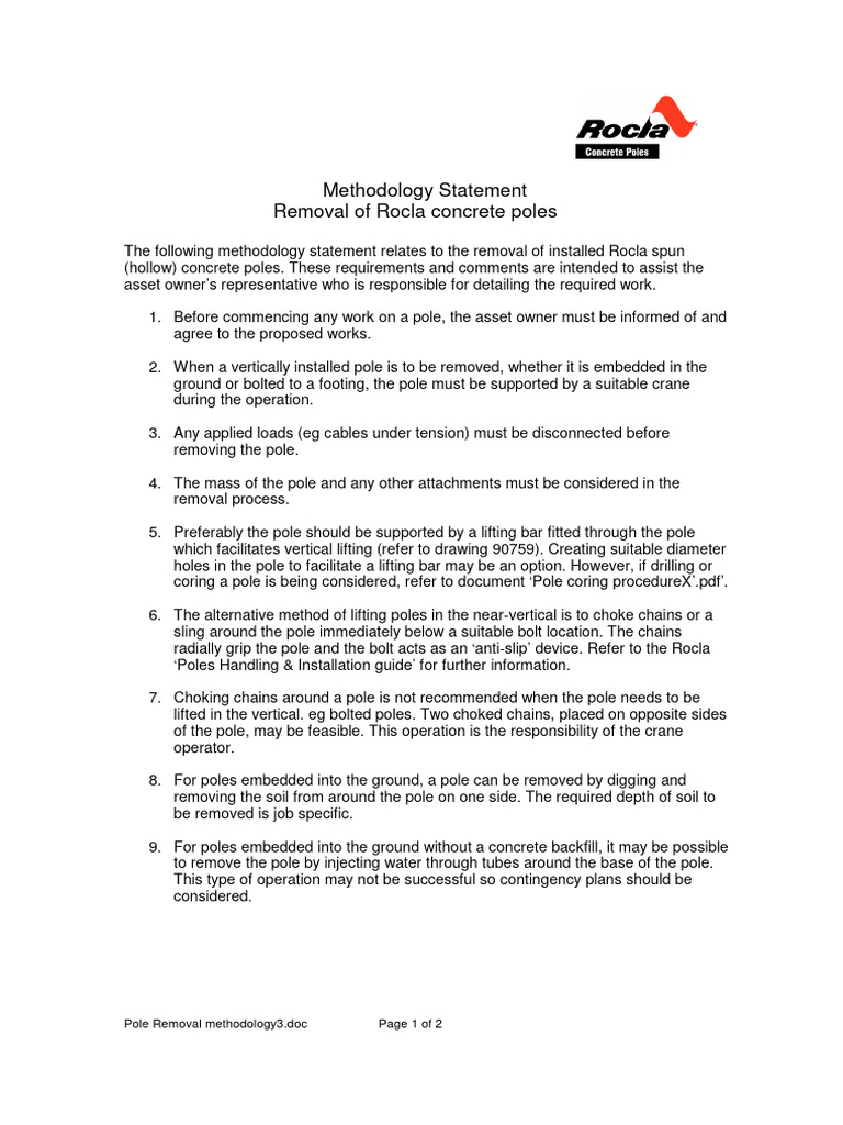 Pole Removal Methodology3 | PDF | Concrete | Crane (Machine)