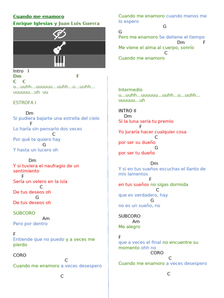 Cuando me enamoro - Letra y acordes | PDF