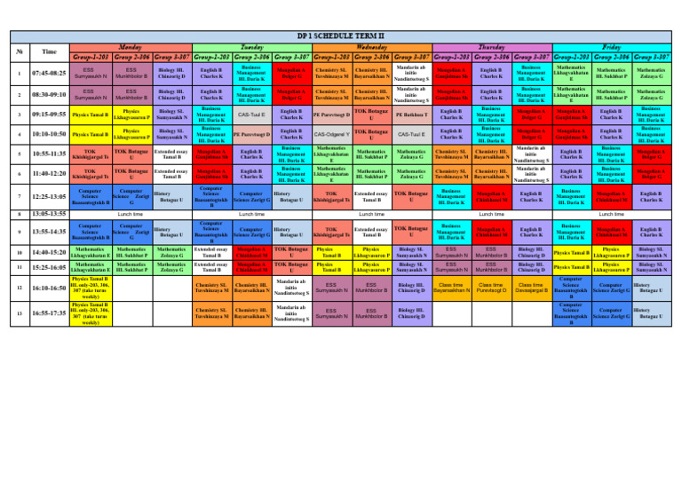 IB DP1 Schedule 2024 2025 Term 2 | PDF | Student Assessment And Evaluation