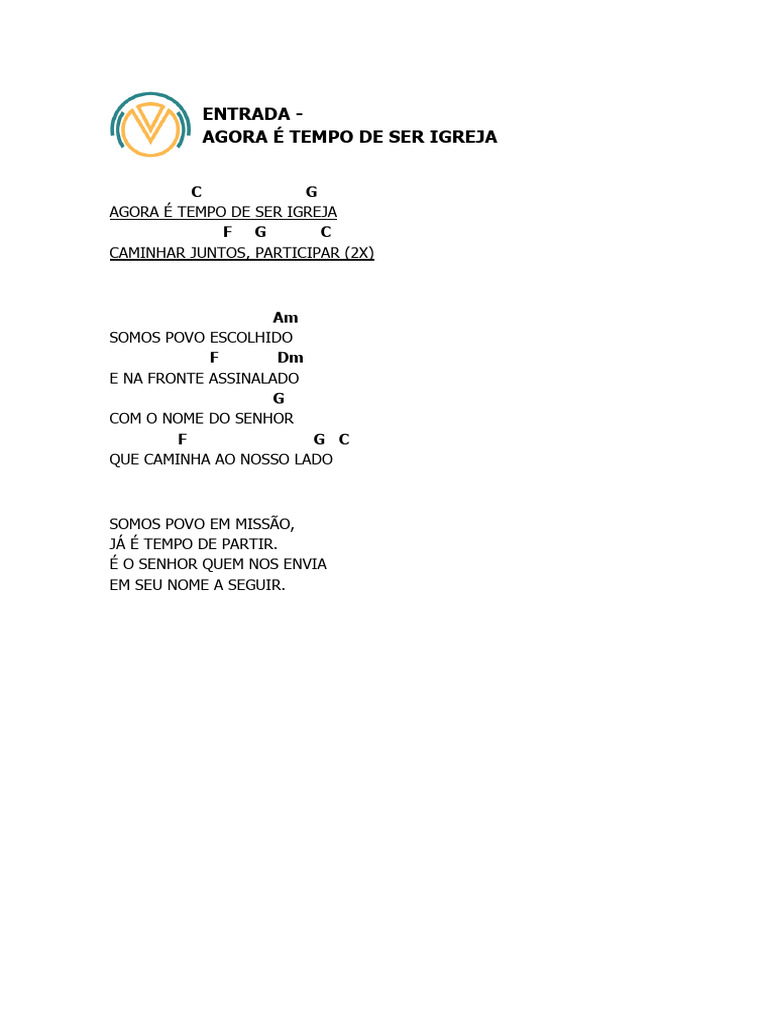 Letra de "É Tempo de Ser Igreja" | PDF