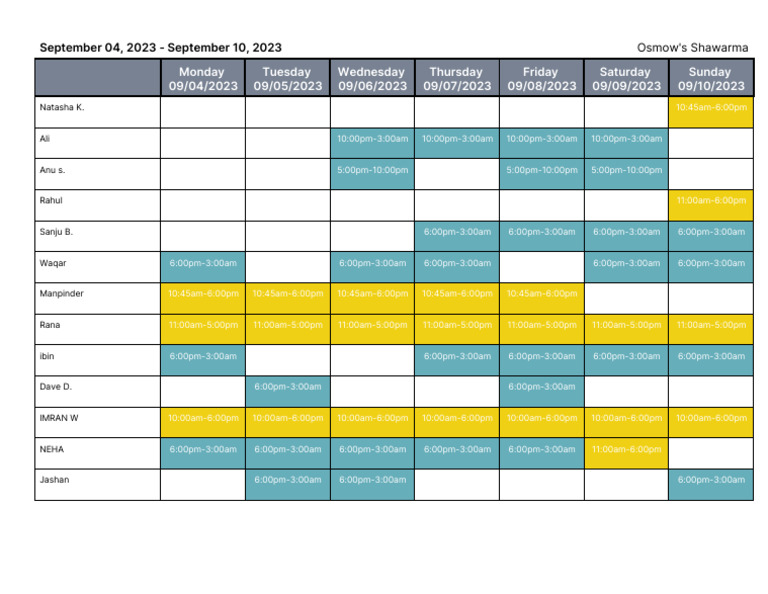 Schedule G1 Sep 04- Sep 10 | PDF