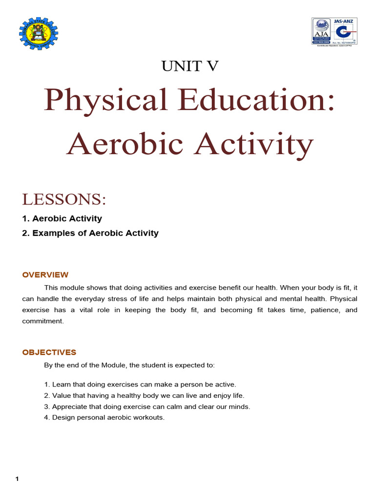 PE-1-UNIT-V | PDF | Aerobic Exercise | Physical Fitness