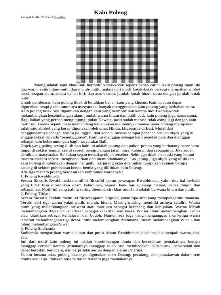 Kain Poleng: Simbol Keseimbangan Bali | PDF