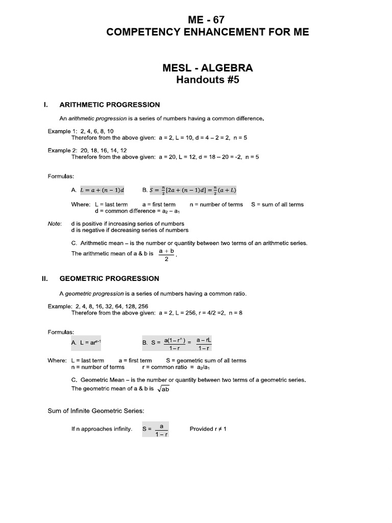 Handouts Math 5A | PDF