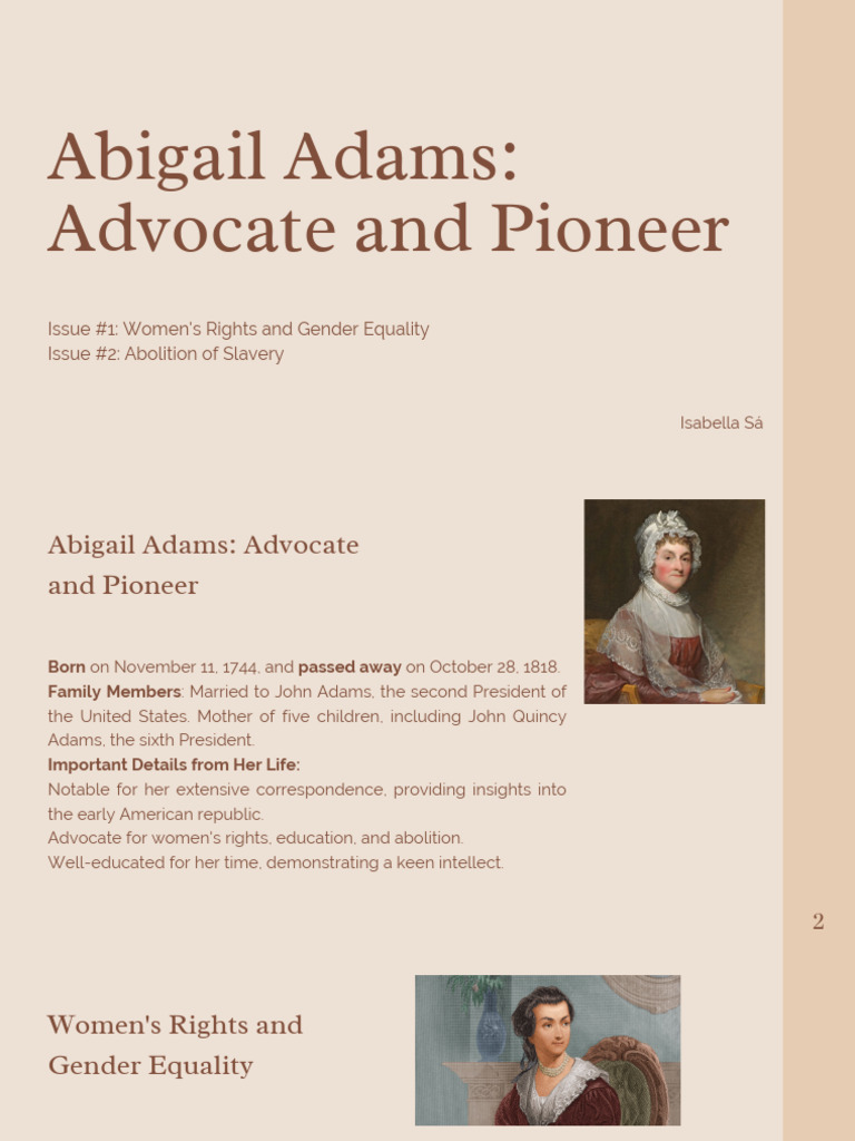 Abigail Adams Multimedia Issues Guidelines | PDF | Abigail Adams | Slavery