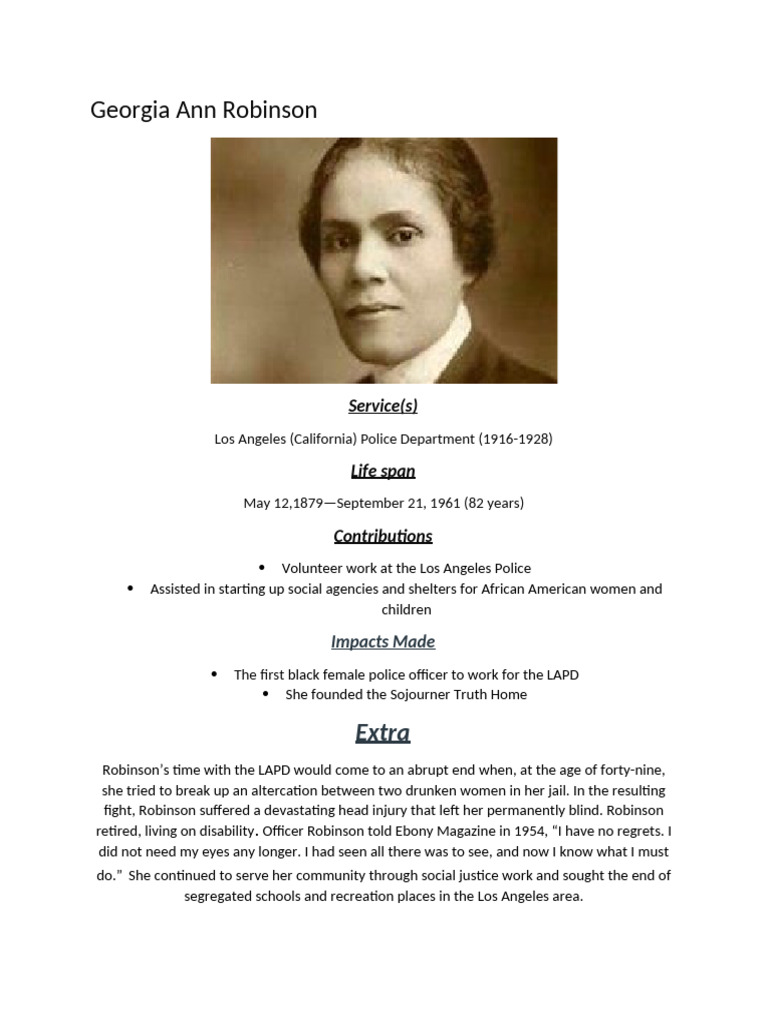 Georgia Ann Robinson: LAPD Pioneer | PDF