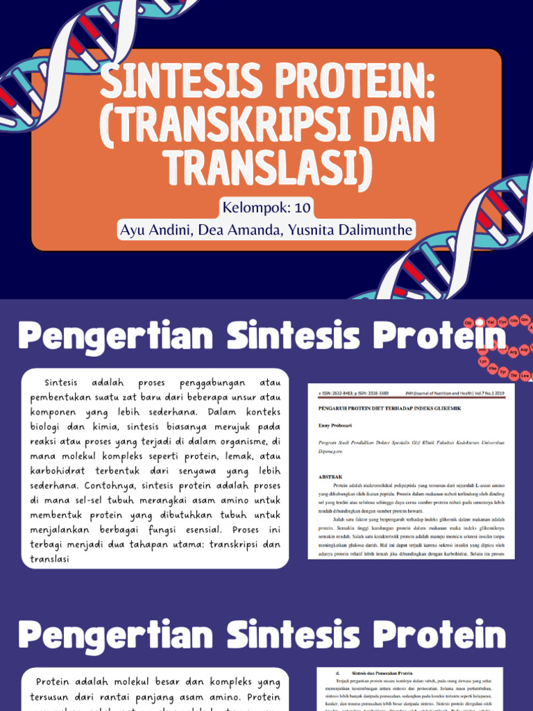 Sintesis Protein (Transkripsi Dan Translasi) - Kelompok 10 | PDF