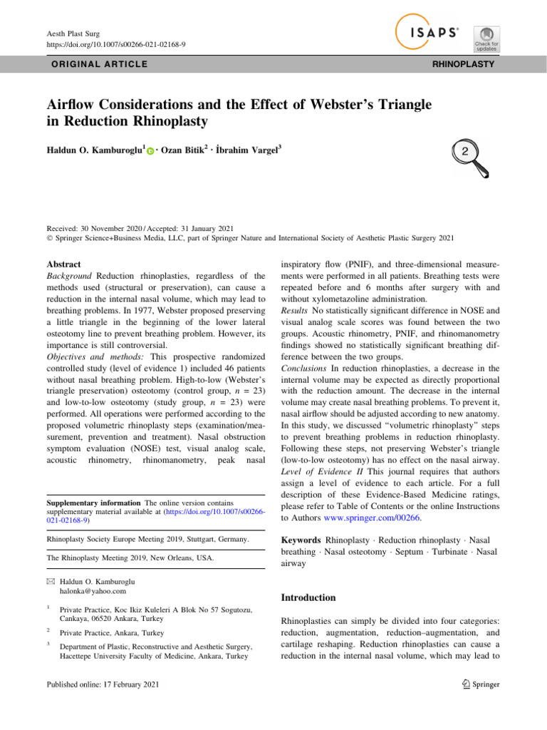 Webster's Triangle in Rhinoplasty Study | PDF | Human Nose | Surgical ...