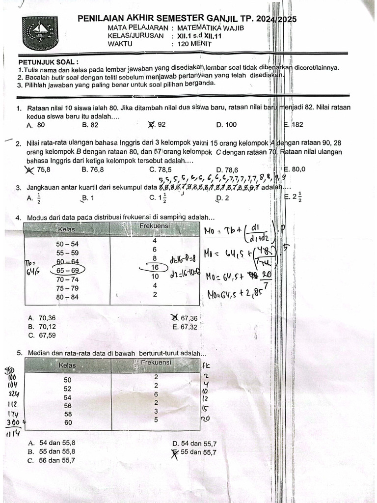 Soal MTK Wajib | PDF
