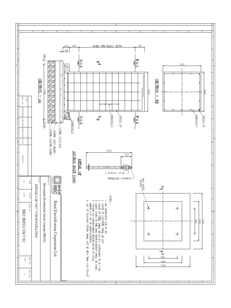 Details of 33 KV VCB Foundation | PDF | Electric Power | Rural ...