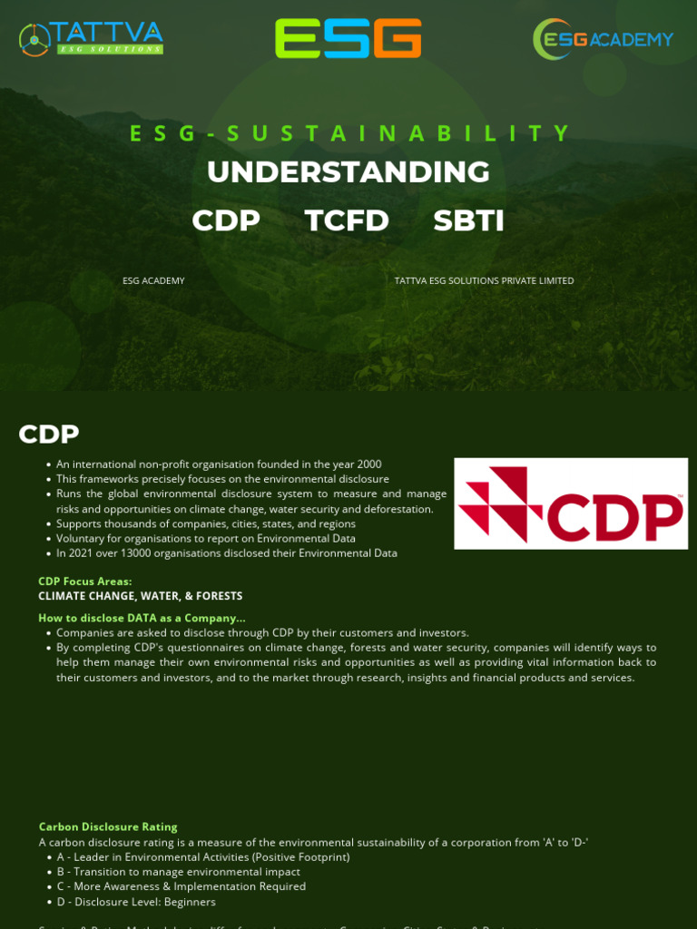 CDP, TCFD, & SBTi-1 | PDF | Environmental Issues | Economy And The Environment