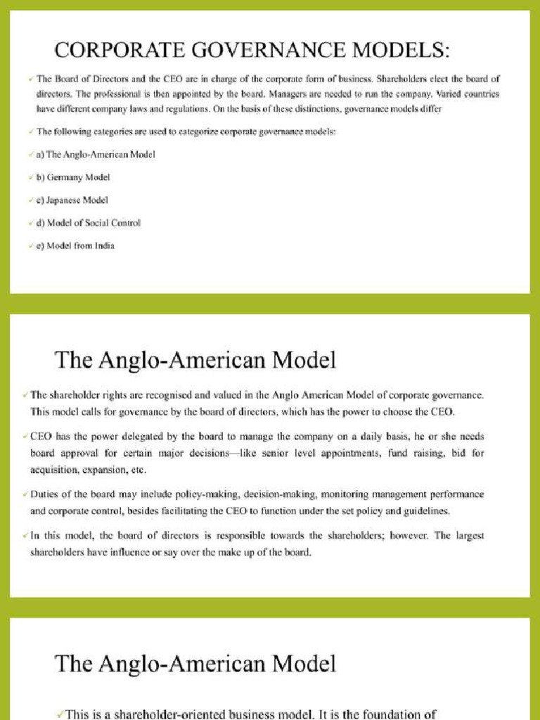 Models of Corporate Governance | PDF