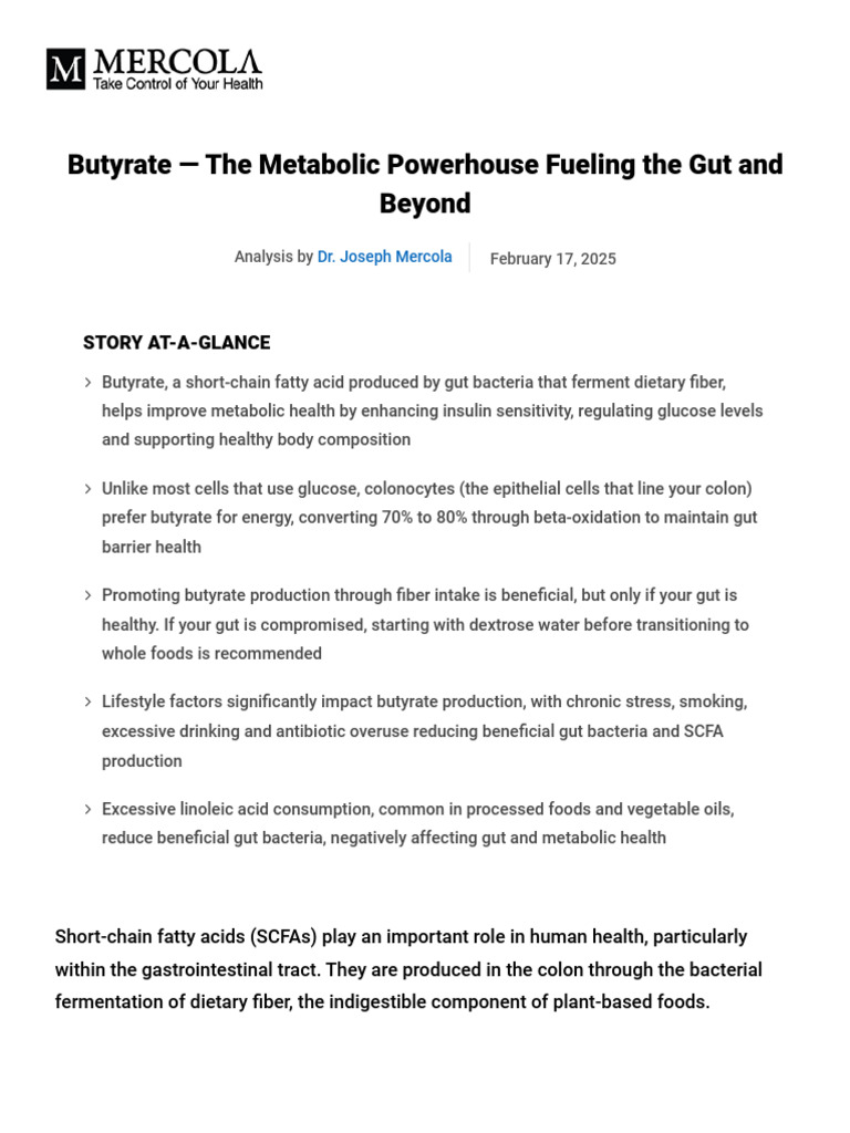 butyrate-metabolic-powerhouse-pdf | PDF | Dietary Fiber | Diet & Nutrition