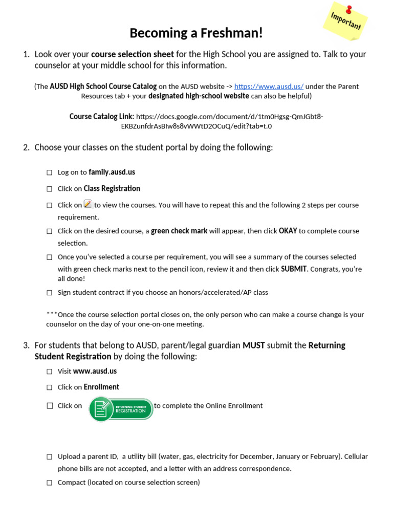 Steps to Selecting Courses_Enrollment 2025 handout | PDF