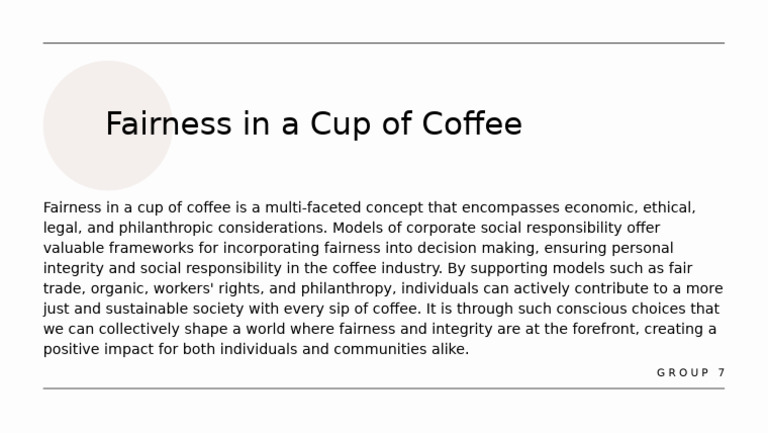 Group 7 - Fairness in A Cup of Coffee | PDF