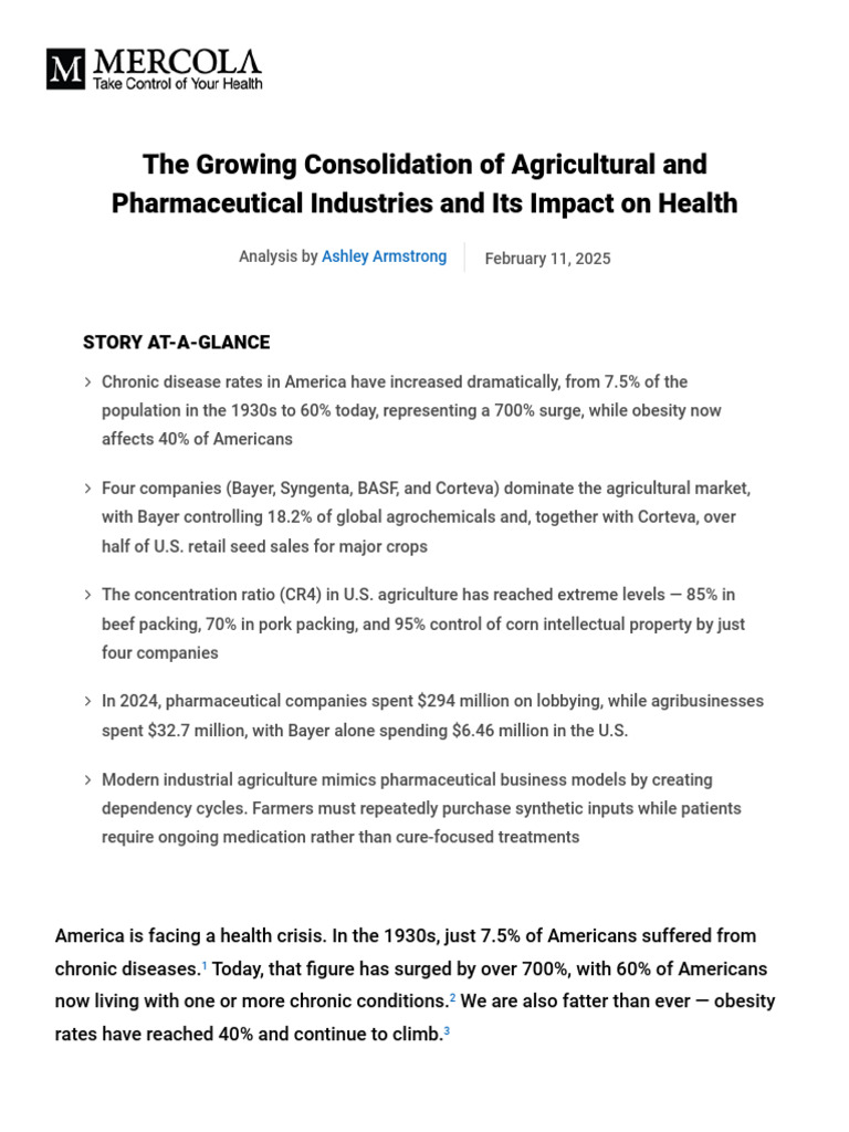 Consolidation of Big Ag and Big Pharma PDF | PDF | Bayer | Agriculture