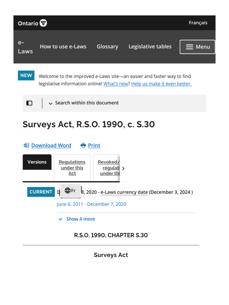 Surveys Act, R.S.O. 1990, C. S.30 - Ontario - Ca | PDF | Land Lot ...