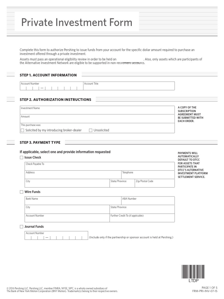Private Investment Form Template | PDF | Individual Retirement Account ...