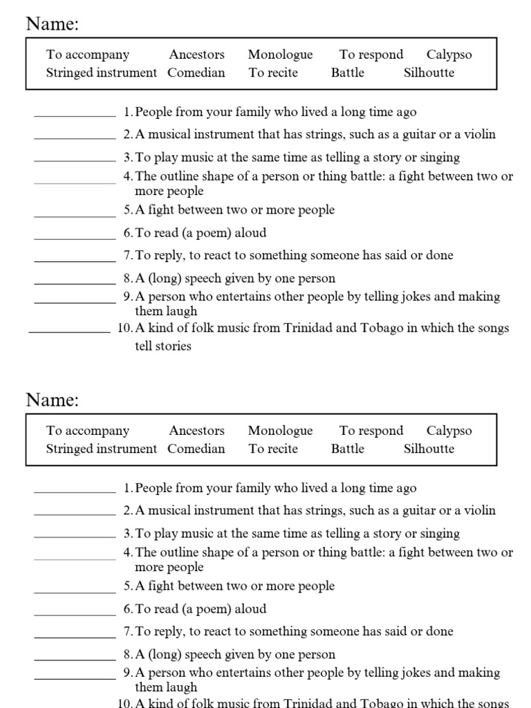 Handout S8 - U11.3 - Vocabulary Matching | PDF