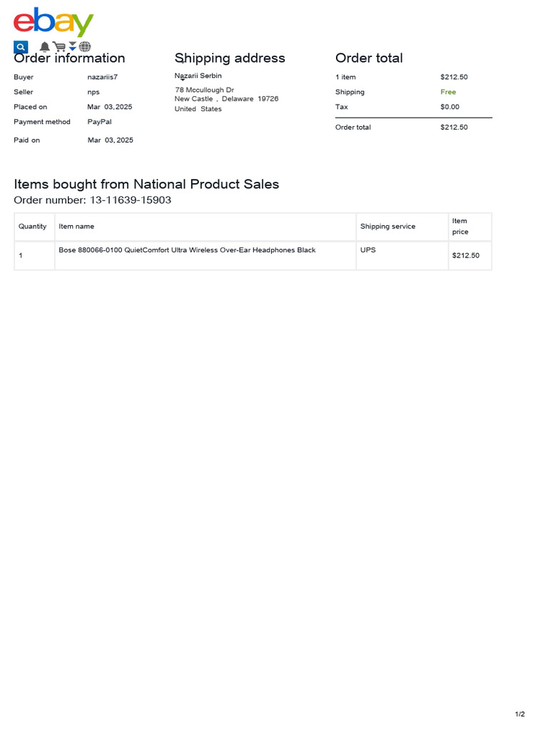 Order Details - Ebay 11 | PDF