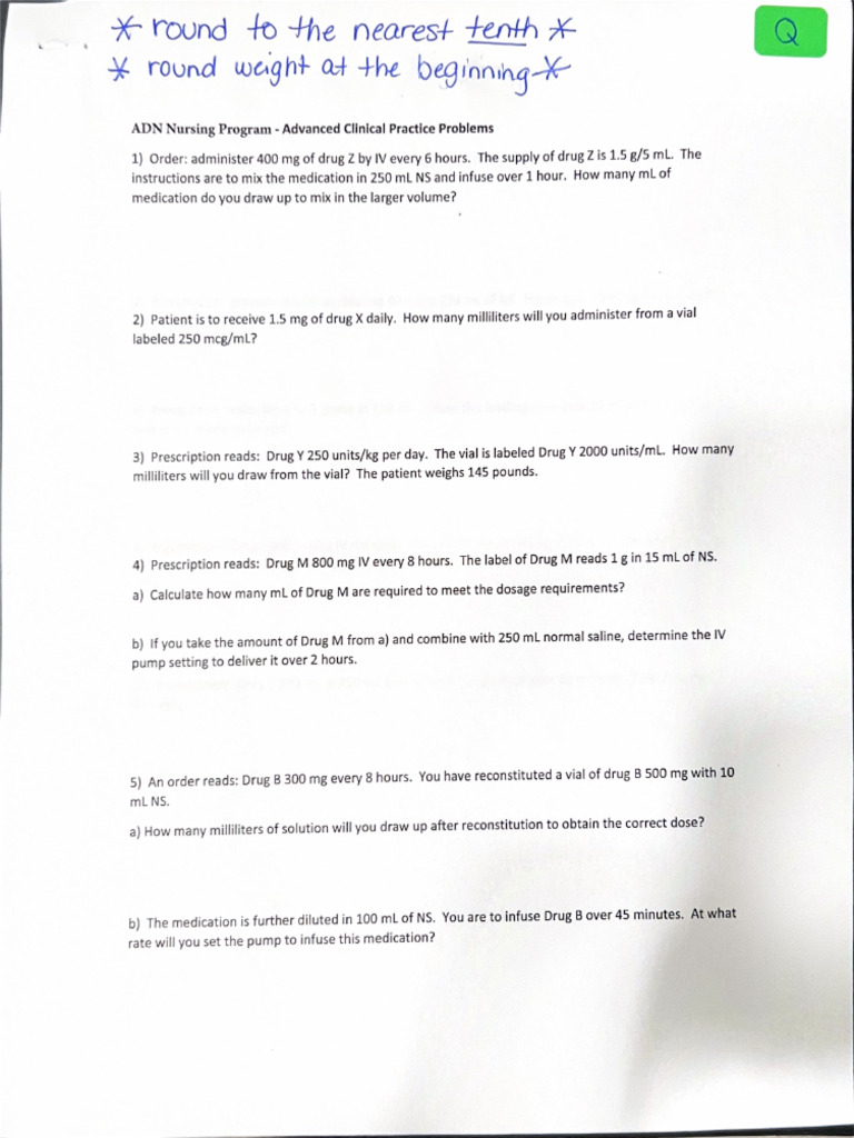Dosage Practice Questions-Set 4 | PDF
