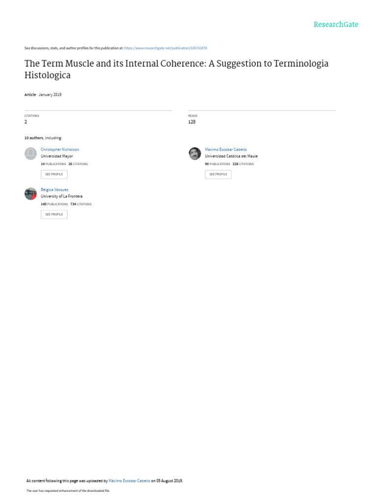 The Term Muscle and Its Internal Coherence A Sugge | PDF | Músculo ...