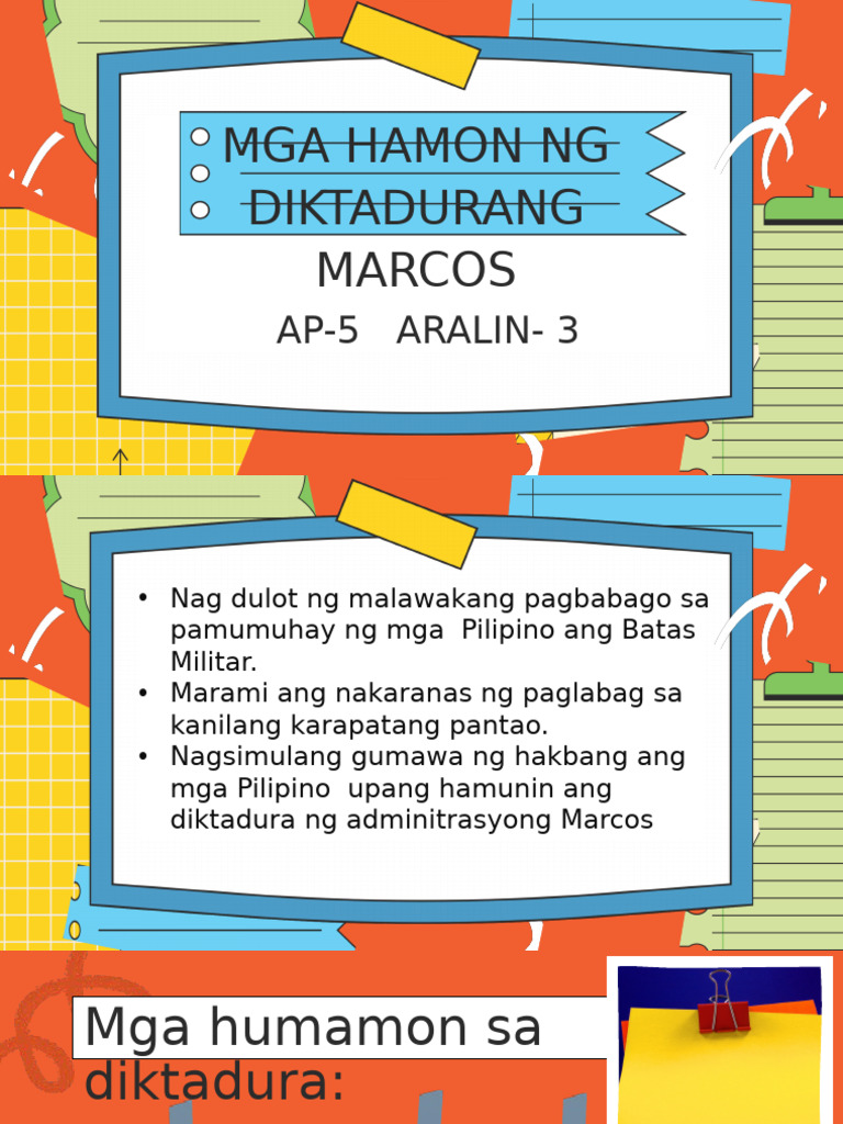 4Q Week 3 Ap 5 - Mga Hamon NG Diktadurang Marcos | PDF