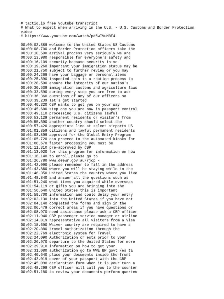 tactiq-free-transcript-pd5wIVuM8E4 | PDF | U.S. Customs And Border ...