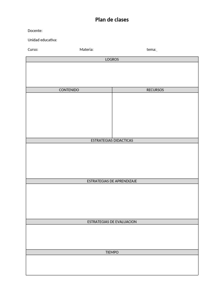 Plan de Clases Modelo | PDF
