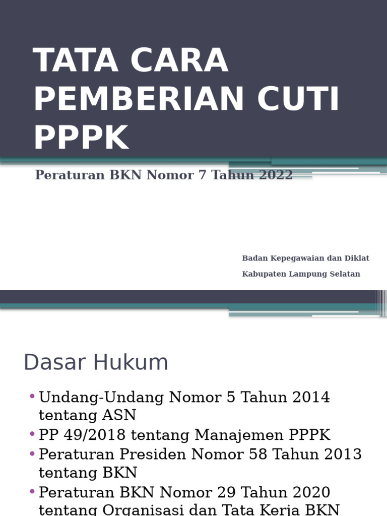 Tata Cara Pemberian Cuti PPPK | PDF