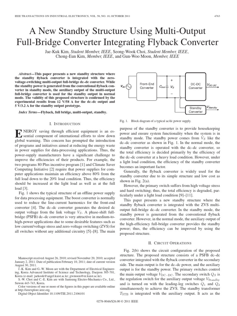 1) A New Standby Structure Using Multi-Output Full-Bridge Converter ...
