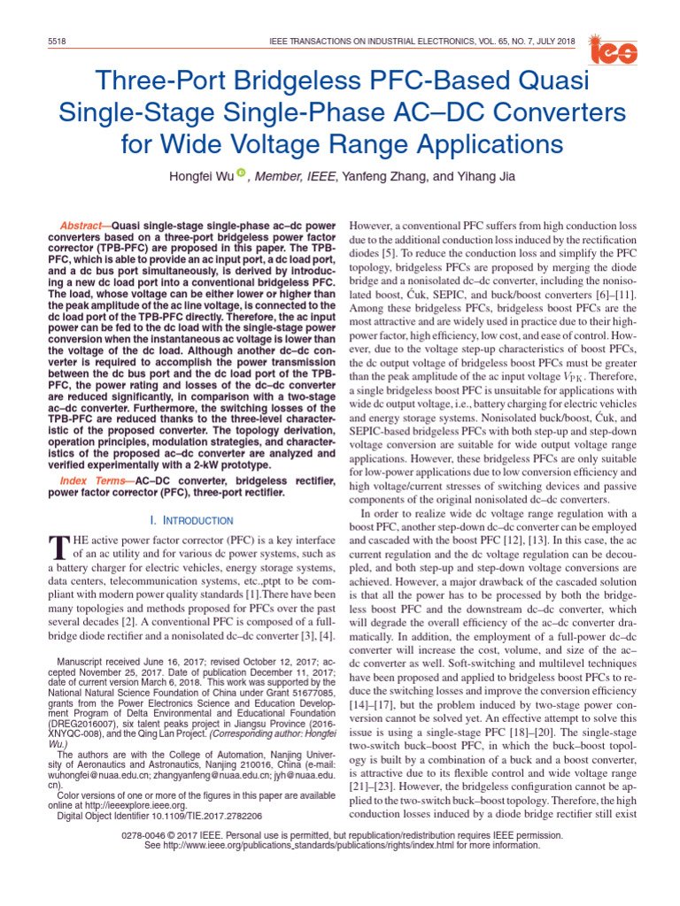 4) Three-Port Bridgeless PFC-Based Quasi Single-Stage Single-Phase ACDC ...